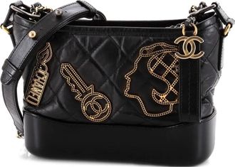 Chanel Gabrielle Embellished Quilted Aged Calfskin Small hobo bag - Noir