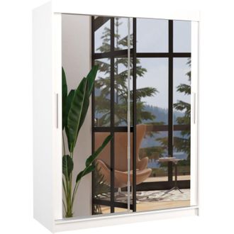 Les Tendances Les Tendances - Armoire de chambre blanche 2 portes coulissantes avec miroir Prima 150cm