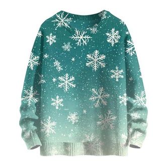Generic HUIFUAO Pull de Noël amusant et scintillant pour femme Motif sapin de Noël flocon de neige Grande taille Tenue de Noël confortable en tricot doux à ma