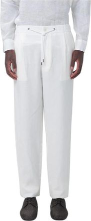 Giorgio Armani Hose mit einfacher Bundfalte aus Leinen-Canvas - - Trousers - Herren - Wei&szlig; - M