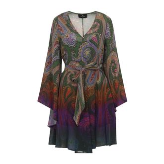 Etro Kurzes Paisley-Kleid mit G&uuml;rtel - - Dresses - Damen - Mehrfarbig - S