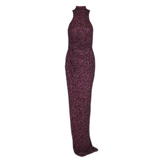 Balmain Langes &auml;rmelloses Paillettenkleid - - Dresses - Damen - Lila - S