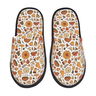 Generic Chaussures De Maison Thanksgiving Avec De La Nourriture Int&eacute;rieur Et Ext&eacute;rieur Pantoufles Outdoor Fuzzy Pantoufles Piscine Chaussures Pour Hiver Spa M