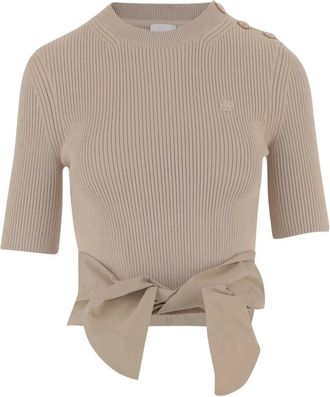 Patou Femme, Pulls, Beige, Taille: 36 FR T-shirt en m&eacute;lange de coton avec d&eacute;tail de