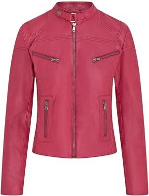 Infinity Leather Veste de Motard Classique en Cuir V&eacute;ritable Pour Femme, Coupe Slim
