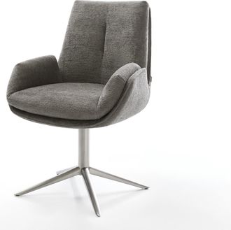 DELIFE Drehstuhl Clea-Flex Boucl&eacute; Soft Schlamm Fu&szlig;kreuz Edelstahl 360&deg; drehbar Wippfunktion, Esszimmerst&uuml;hle