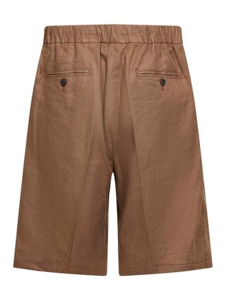 Hev&ograve; Mens Bermuda Shorts Torre Lapillo Linen-Blend Mud