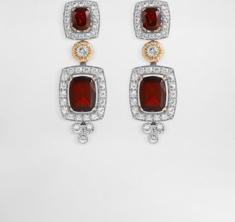 Dolce & Gabbana Eleganza Earrings 18-carat White And Rose Gold, Garnets, And Sapphires - Frau Ohrringe White Onesize