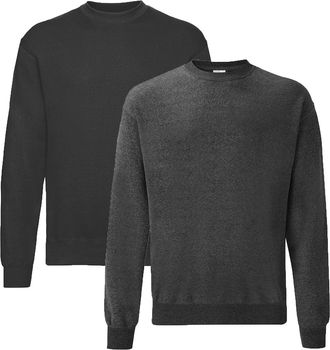 Fruit Of The Loom Herren 62-202-0 Set-IN Sweatshirts 1er/2er - 1Schwarz/1Dark Heather + 1 HLKauf-Notizblock - Größe: XXL