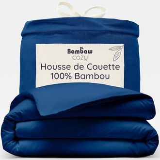 Bambaw Housse de Couette en Bambou 220x240 cm, Drap en Fibre de Bambou, Housse de Couette Douce et Rafraichissante, Drap Hypoallergénique, Anti Acarien et Du