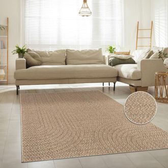 Paco Home Paco Home Tapis Int&eacute;rieur & Ext&eacute;rieur Terrasse Et Balcon Monochrome Structur&eacute; 200x290 cm, Beige 5