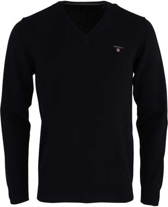 GANT Gant Herren Classic Cotton V-Neck Pullover, Black, Standard