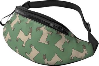 Generic Ch&egrave;vre Cool En Vert Sacs Banane Unisexe Sac De Voyage R&eacute;glable Fanny Pack Pour Camping Homme Cyclisme 14X35Cm