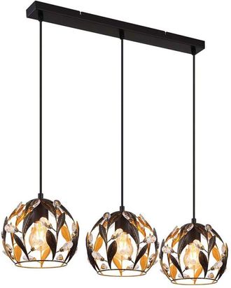 Globo Lighting Pendelleuchte Esszimmerlampe Deckenlampe H&auml;ngeleuchte 3-Flammig Gold Kristalle