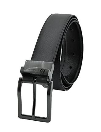 Sergio Tacchini Ceinture r&eacute;versible pour homme en cuir v&eacute;ritable, boucle rectangulaire, R&eacute;glable et Raccourcissement possible Brun noir 115/120