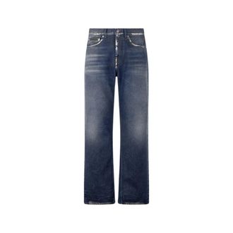 Roberto Cavalli Kettenverzierte Sandgestrahlte Denim-Jeans - - Jeans - Herren - Blau - W32