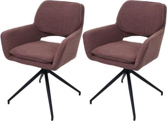 Hhg Neuwertig] 2er-Set Esszimmerstuhl HHG 638, K&uuml;chenstuhl, drehbar Auto-Return, Stoff Boucl&eacute; (540g/m&sup2;) &Ouml;ko-Tex hellbraun