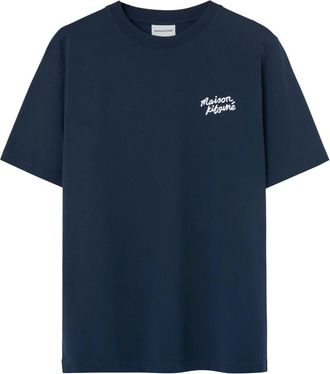 Maison Kitsun&eacute; Homme, Tops, Bleu, Taille: XS T-shirt &agrave; Logo Imprim&eacute;