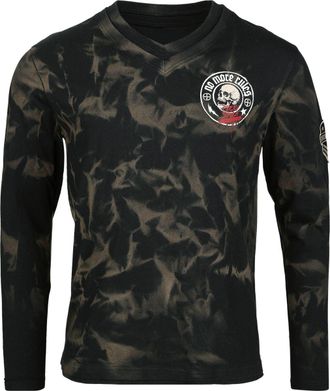 Rock Rebel by EMP Herren schwarzes Langarmshirt mit Front-/Backprint und Patch am Oberarm XXL