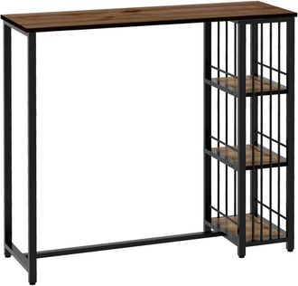HOMCOM Table de bar table haute de cuisine mange-debout avec &eacute;tag&egrave;res 120 x 40 x 105 cm pi&egrave;tement acier noir-Marron