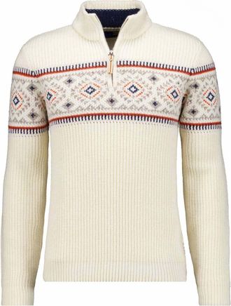 Ragman Herren Strickpullover mit Stehkragen, Jacquard Ecru-008, L