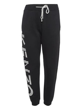 Kenzo pantalon de jogging en coton à logo imprimé - Noir