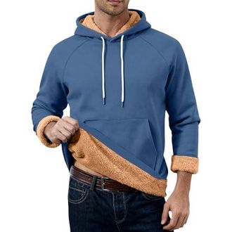 Generic Sweat &agrave; capuche pour homme - Cordon de serrage - T-shirt &agrave; manches longues - Couleur unie - Sweat &agrave; capuche doubl&eacute; - Confortable - Pull en polaire d&eacute;c