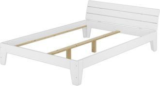 Erst-Holz Doppelbett 140x200 Futonbett Bettrahmen Bettgestell Holzbett Massivholz Kiefer Wei&szlig; 60.54-14 W oR