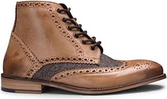 TruClothing Bottines pour Homme Cuir v&eacute;ritable Style Brogues Vintage ann&eacute;es 20 Daim Tweed Lacets Chic habill&eacute; - Marron Clair - Tweed 44 EU