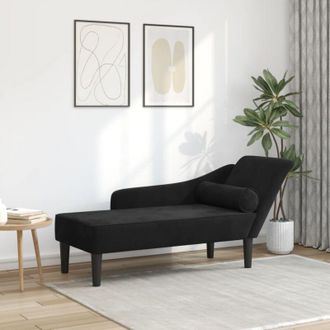 vidaXL Chaise longue avec coussins noir velours - Vidaxl