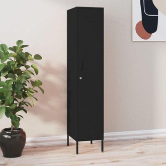 vidaXL Vidaxl - Armoire &agrave; casier noir 35x46x180 cm - Acier avec 4 &eacute;tag&egrave;res ajustables - Serrure sous poign&eacute;e - Bouches da&eacute;ration sur les portes