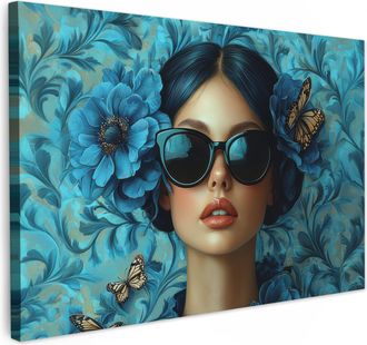 MuchoWow © Leinwand Groß 120x80 cm XXL Deko Schlafzimmer Aesthetic Leinwandbilder Wohnzimmer Gemälde Foto Geschenk Living Room Decoration Frau - Blumen - Schme