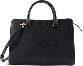 Burberry Banwell Leather and House Check Canvas Small tote bag - Noir