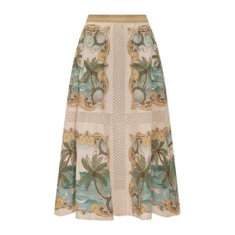 Farm Rio Farm Rio, Femme, Jupes, Multicolore, Taille: 38 FR Royal Sea Midi Skirt