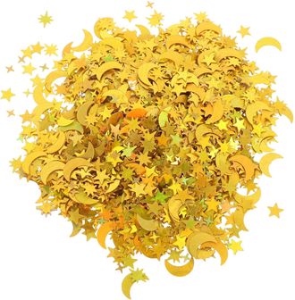BESPORTBLE Garneck Mond und Sternkonfetti 60g Holografisches Dekokonfetti aus Papier Goldfarben Partydekoration f&uuml;r Tisch Ballons Einladungen Festliche Deko f&uuml;r 