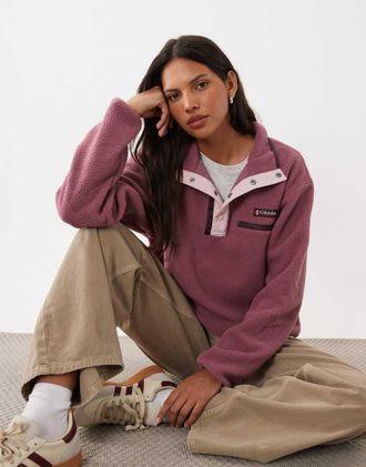 Columbia Helvetia II - Cropped-Fleecepullover in Lila mit kurzer Druckknopfleiste