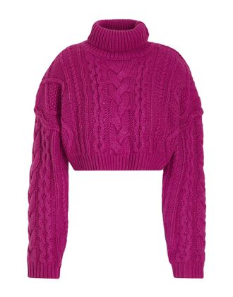8 by YOOX HIGH-NECK CROPPED CABLE KNIT