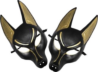 Valiclud 2 Stück Anubis Maske Verstellbar Halloween Karneval Cosplay Ballmaske Ägyptischer Gott Leicht und Komfortabel für Maskenball und Kostümparty
