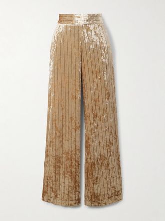 Loretta Caponi Pantalon Large En Velours Frappé À Fines Rayures Cipro - Orange