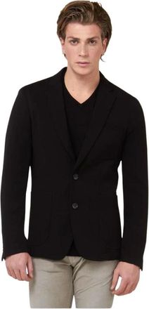 Gas Gas, Homme, Vestes, Noir, Taille: 2XL Blazer ajust&eacute; en polyester &agrave; simple boutonnage