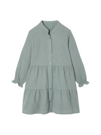 Vertbaudet Minikleid M&auml;dchen Musselinkleid mit goldenen Tupfen