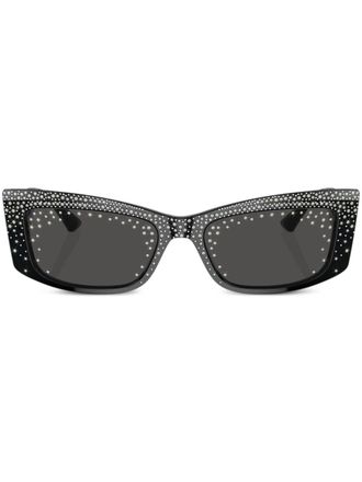 Jimmy Choo Eyewear lunettes de soleil Tatum orn&eacute;es de cristaux - Noir
