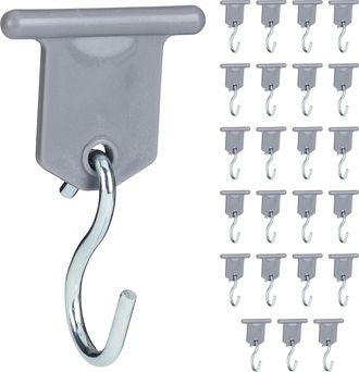 Relaxdays Keder Haken, 24er Set, Kederschiene Zubeh&ouml;r, f&uuml;r Wohnwagen, Wohnmobil, Markise, Kederleistenhaken, grau/Silber