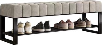 Generic Schuhbank mit Sitzfl&auml;che und Stauraum Dickes Stahlrahmen 10cm Velours-Kissen Schuhregal Einfache Installation Sitzbank mit Stauraum f&uuml;r Flur Wohnzimme