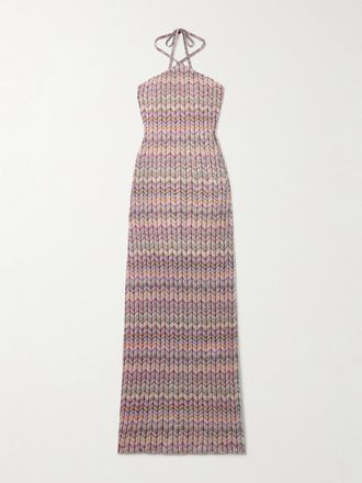 Missoni Mare Neckholder-maxikleid Aus Gestreiftem H&auml;kelstrick Mit Pailletten - Mehrfarbig