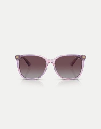 Ralph Lauren Vvcv eckige polarisierte Sonnenbrille mit violettem Glas in gestreiftem Lila