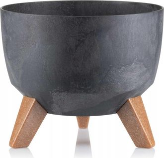 HowHomely Deko Blumentopf mit 3 Beinen Hoch 15 cm - Betonoptik Blumen&uuml;bertopf - Langlebige und Leichte &Uuml;bertopf 25 cm Durchmesser f&uuml;r Wohnzimmer Garten oder Ter