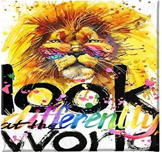 Homemania Feline-Citations-Wandbild, für Wohnzimmer, Schlafzimmer, mehrfarbig, aus Polyester, Holz, 60 x 3 x 60 cm