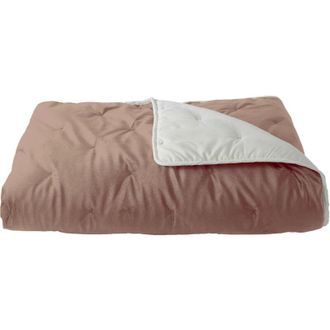 Toison d'Or Jet&eacute; de lit r&eacute;versible en velours et microfibre Taupe 150x200 cm