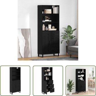 vidaXL Hochschrank Schwarz Eichen-Optik - Highboard Schwarz Eichen-Optik 69,5 x 34 x 180 cm Holzwerkstoff